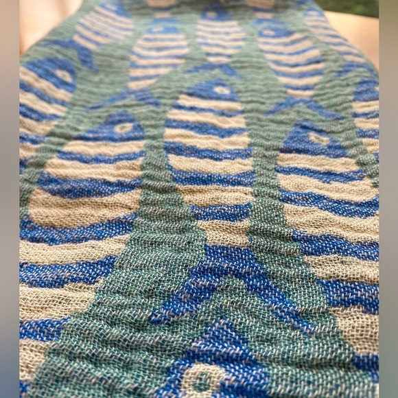 Anthropologie | Bath | Jacquard Loom Weave Fish Textile Muslin Soft ...